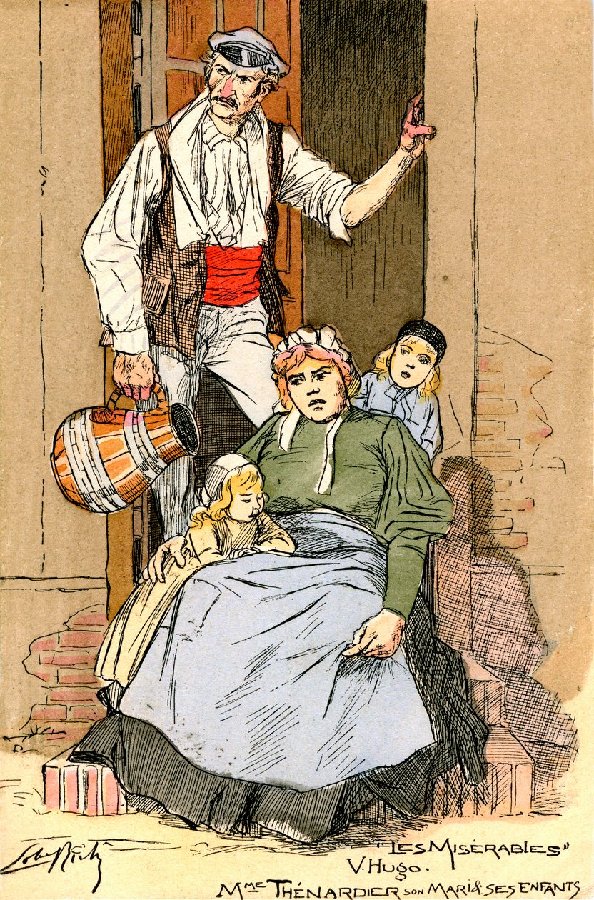Illustration for Les Miserables: Thenardier Family (engraving)