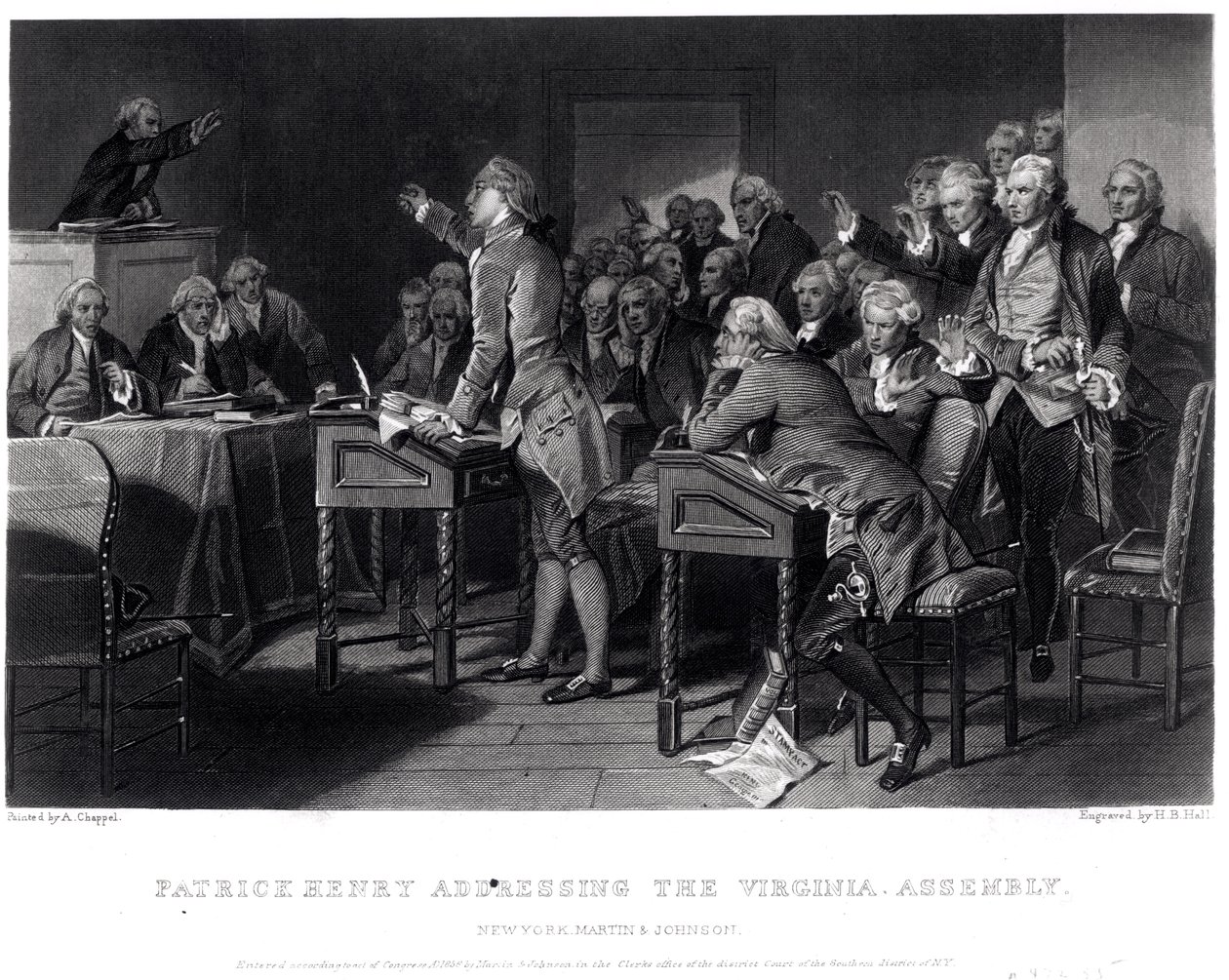 Patrick Henry Addressing the Virginia Assembly, March 1775, Engraved by ...