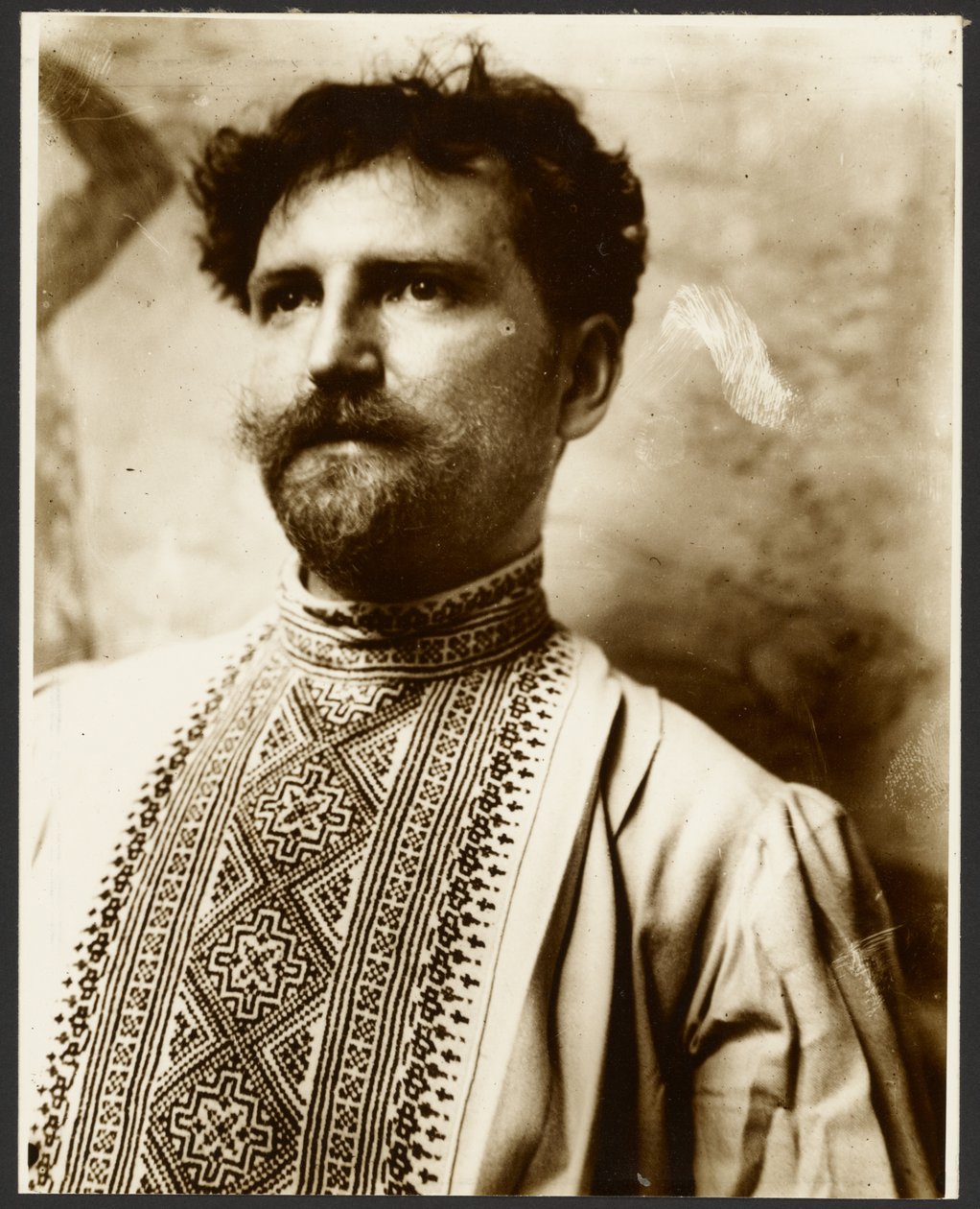 Self-Portrait in Fancy Shirt by Alphonse Maria Mucha