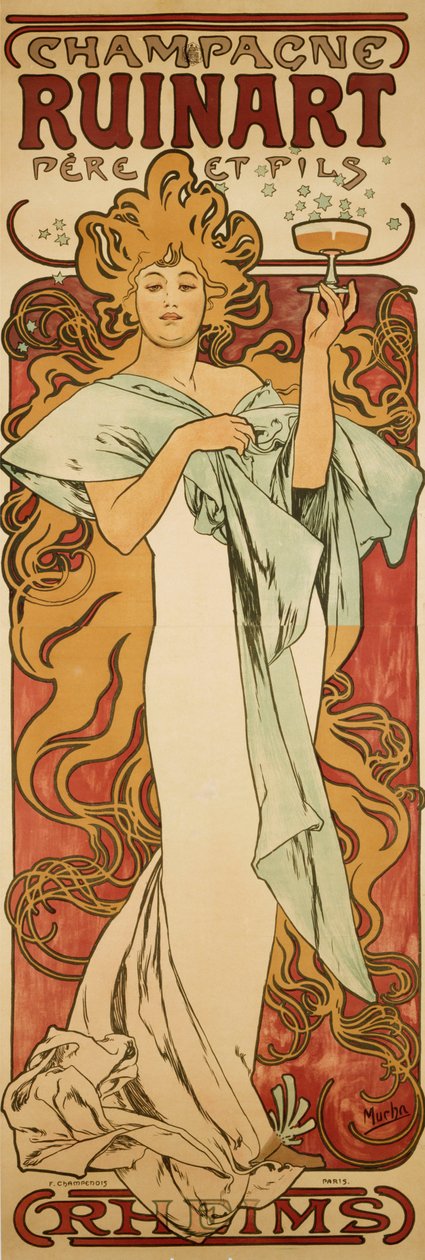 Champagne Ruinart by Alphonse Mucha: Buy fine art print