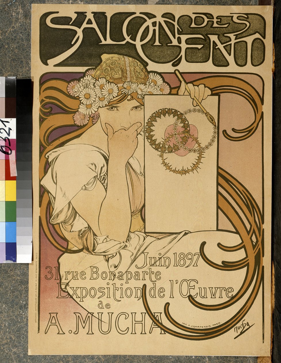 Poster Advertising the Exhibition of A. Mucha at the Salon des Cent, 31 ...