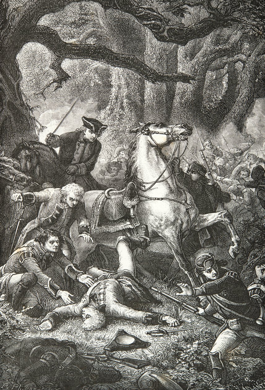 Death of General Edward Braddock at the Battle of Monongahela