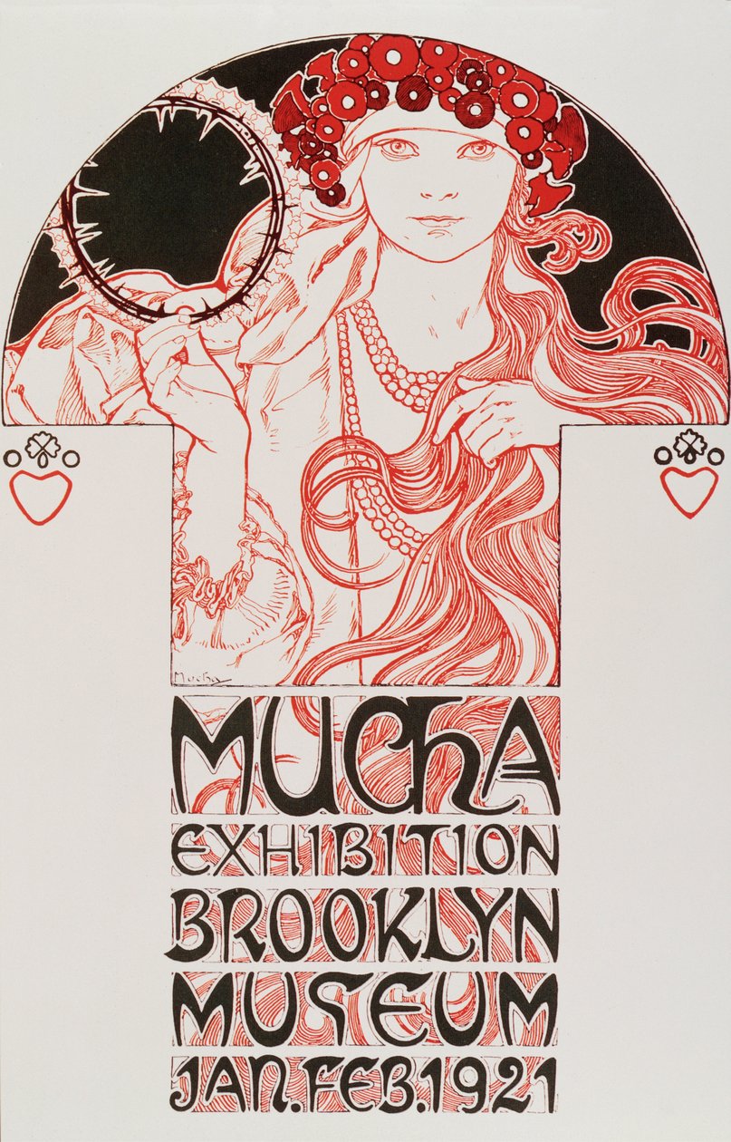 Advertising poster for Mucha exhibition at the Brooklyn Museum, 1921