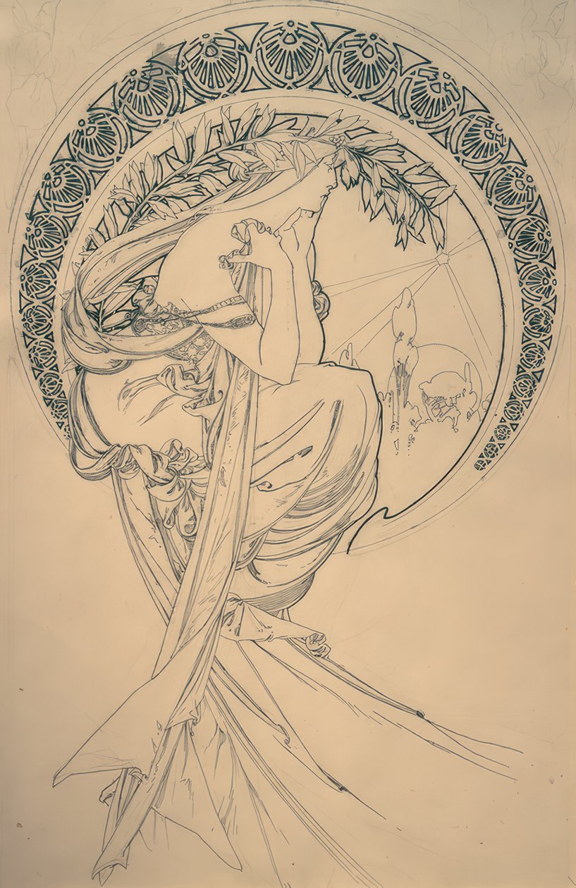 Poetry (Design) by Alphonse Mucha: Buy fine art print