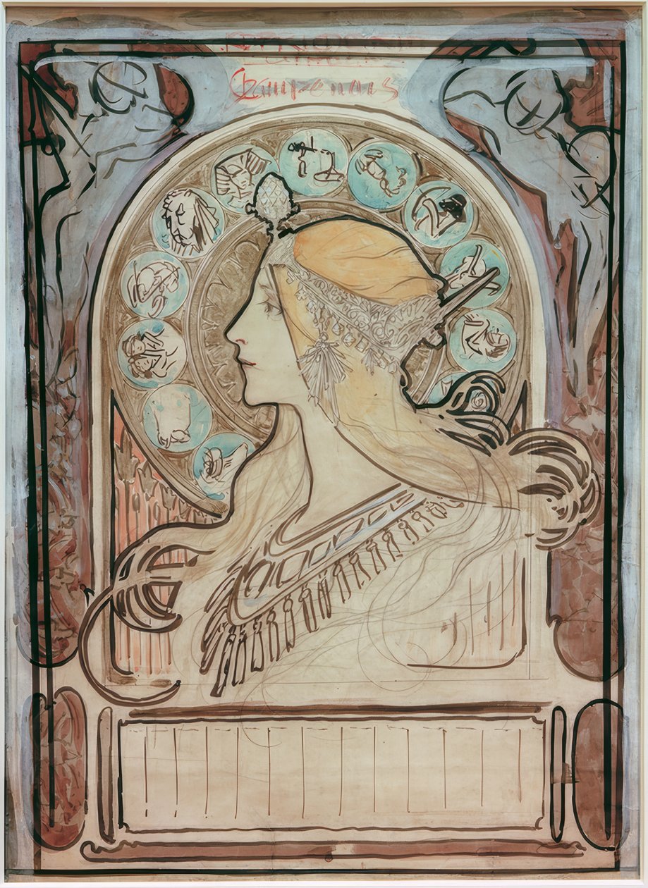 Study for Zodiac by Alphonse Mucha: Buy fine art print