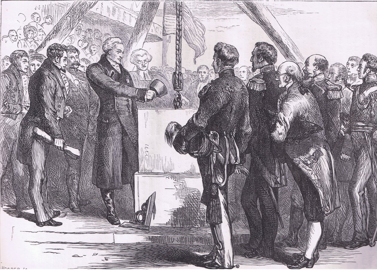 Lafayette laying the cornerstone of the Bunker's Hill Monument (illustration from Cassell's ...