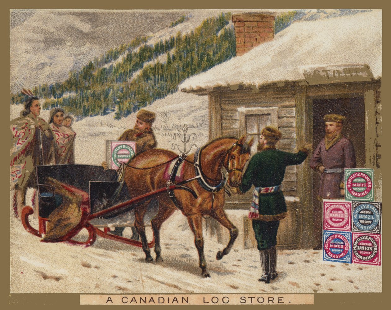 A Canadian Log Store, Huntley and Palmer Advert