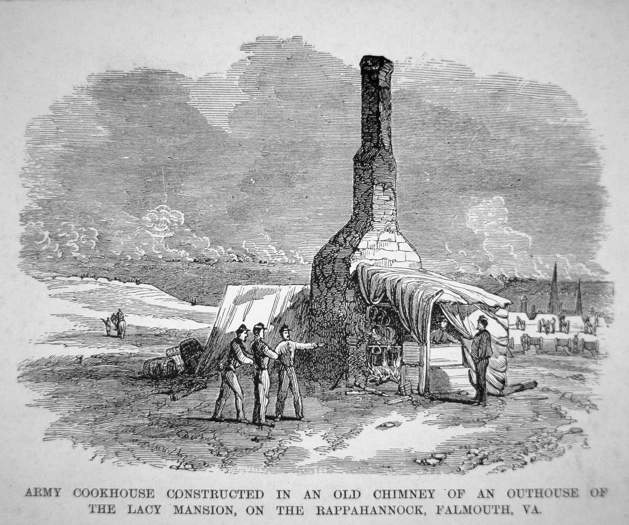 Army cookhouse constructed in an old chimney of an outhouse of the Lacy ...