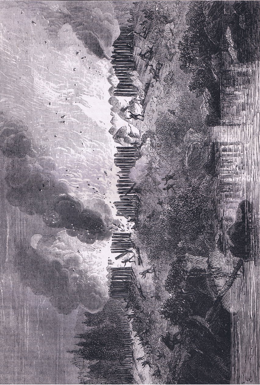 Attack on the Pequot Fort, illustration from Cassell's History of the ...