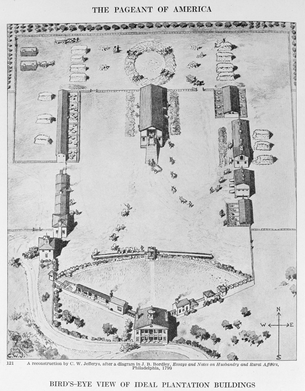 Bird's-eye View of Ideal Plantation Buildings, from 'The Pageant of ...