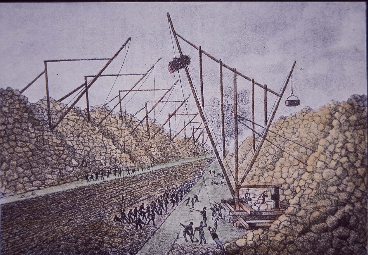 Construction Derricks Near Lockport, Erie Canal