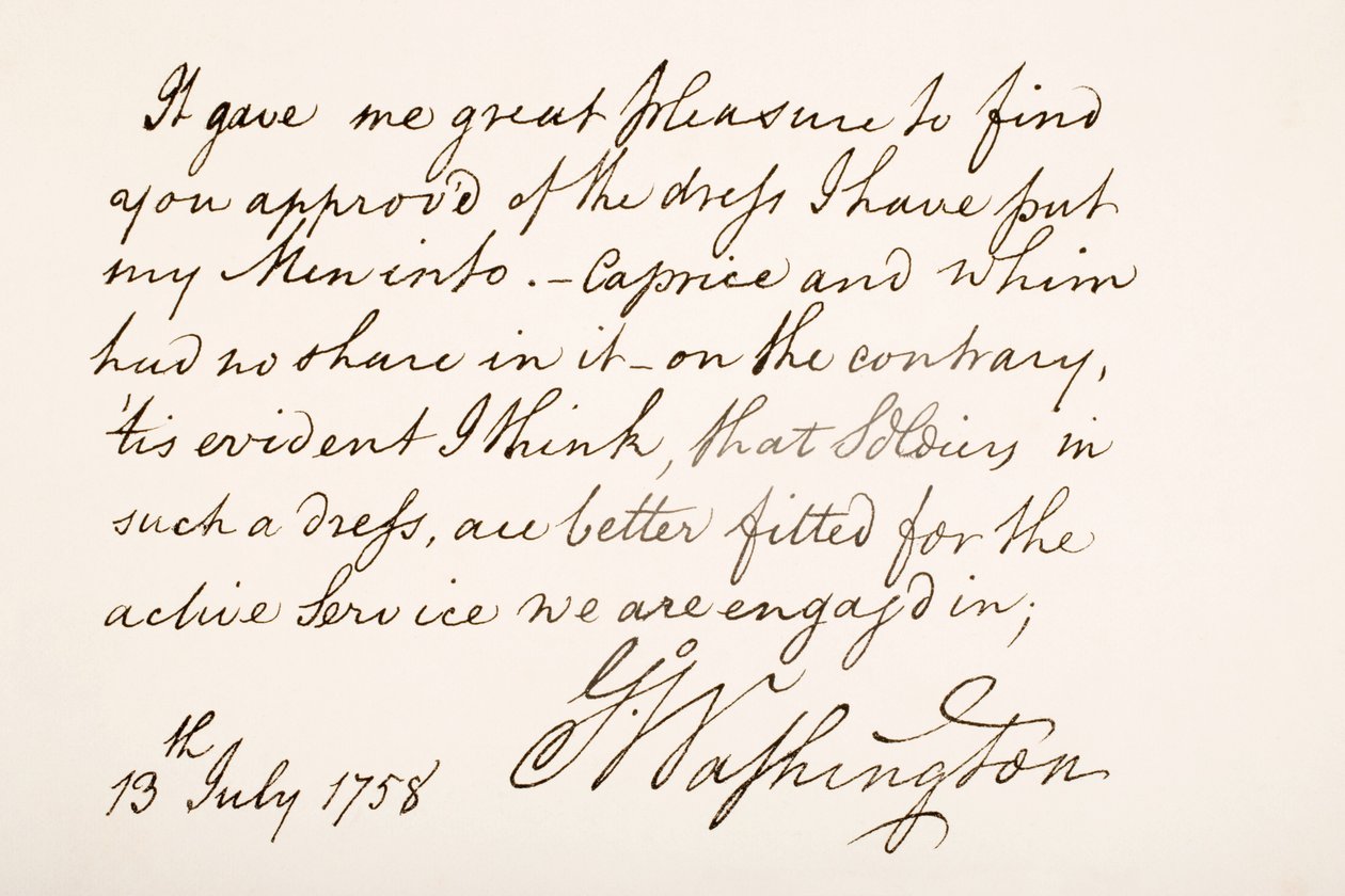 Handwriting and Signature of George Washington, 1758