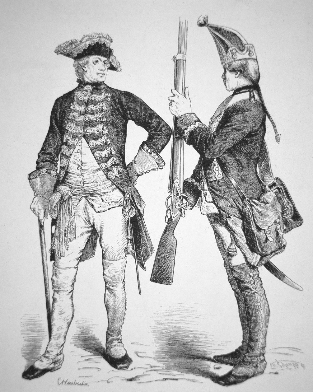Hessian soldiers of 1770, in their uniforms from the American ...