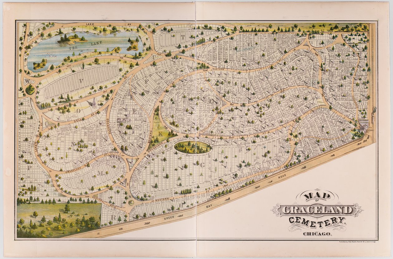 Map of Graceland Cemetery, c.1875 by American School