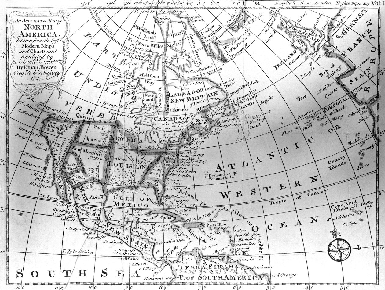 Map of North America, 1747 by American School
