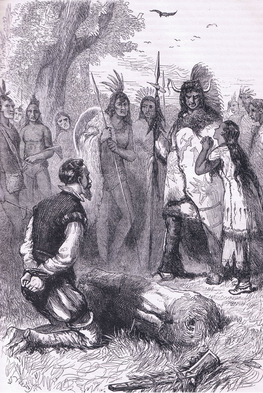 Pocahontas saves Captain Smith's life, illustration from Cassell's ...