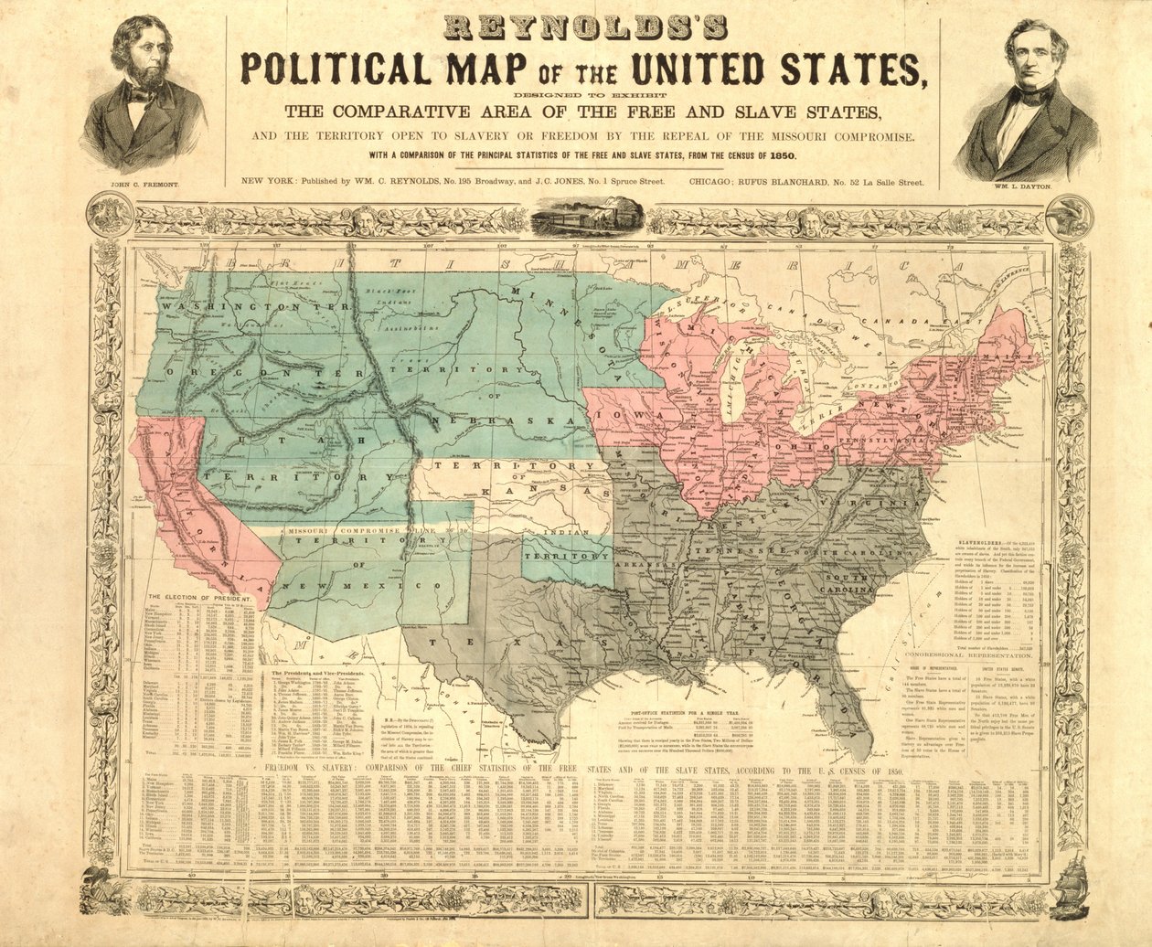 Reynolds's Political Map of the United States, c.1850