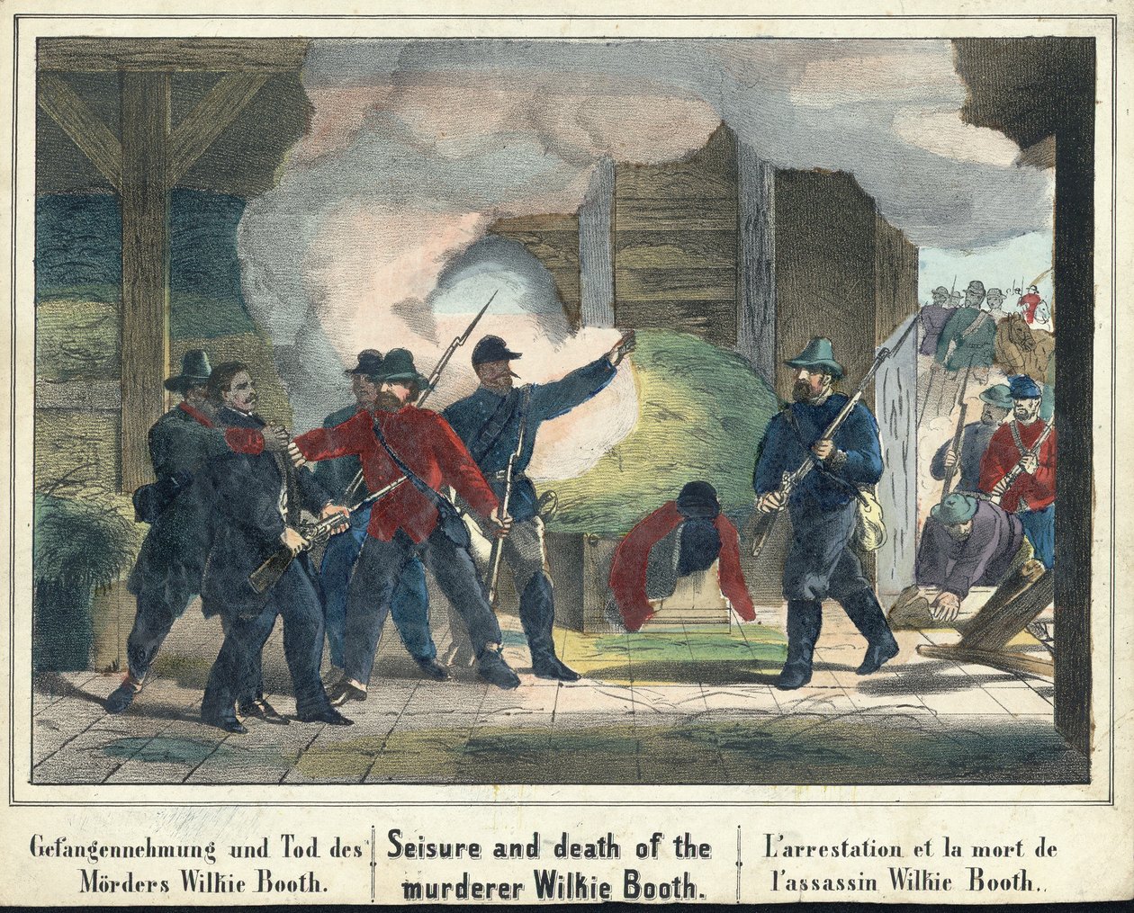 Seizure and Death of the Murderer Wilkie Booth, pub. 1865