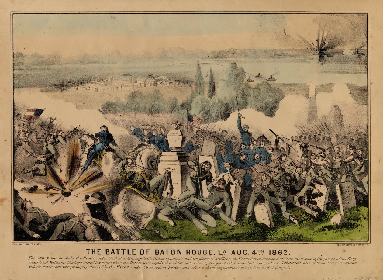 The Battle of Baton Rouge, La. Aug. 4th 1862, pub. by Currier & Ives, c ...