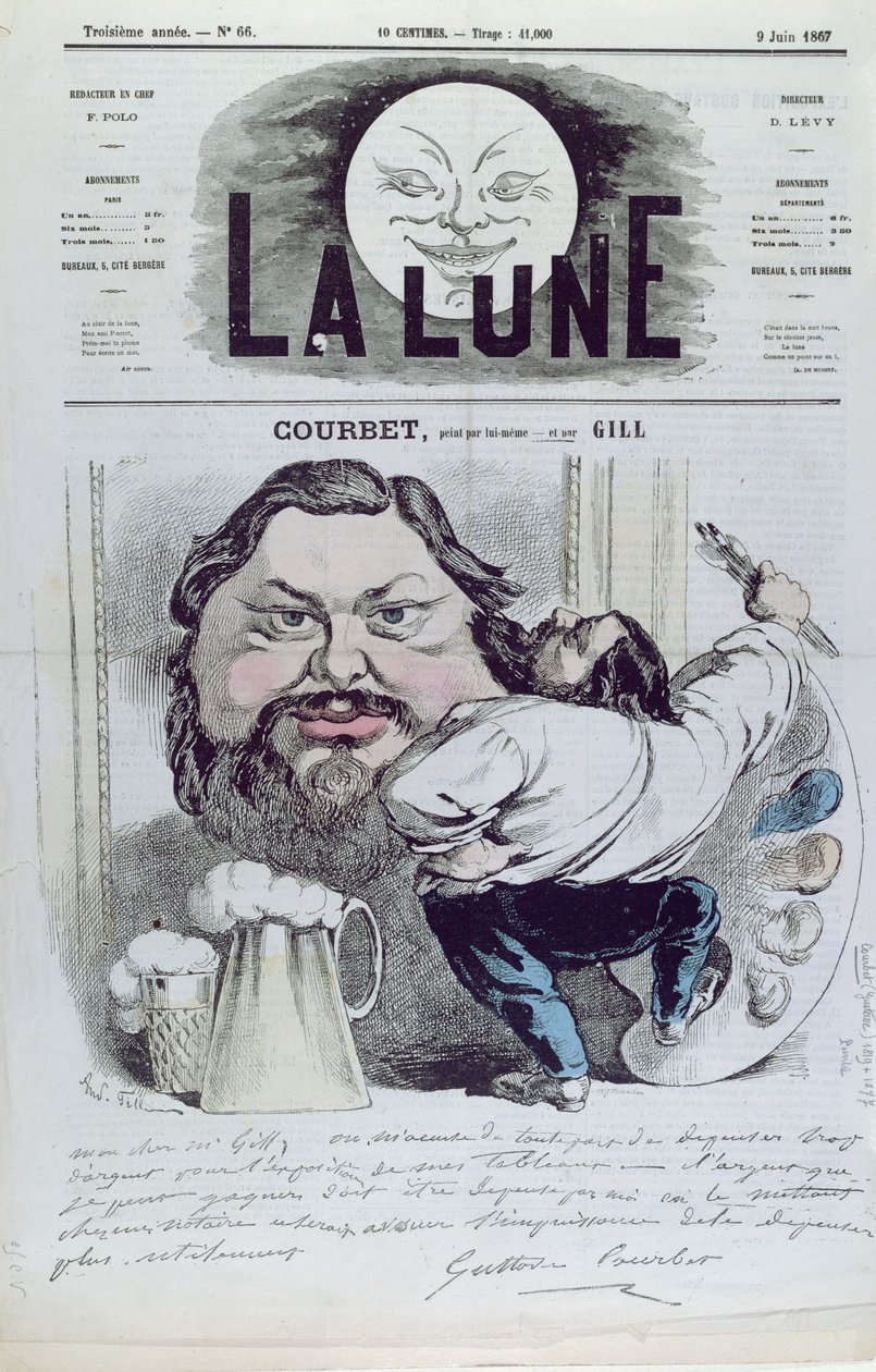 Gustave Courbet in front of his self portrait, cover illustration from ...