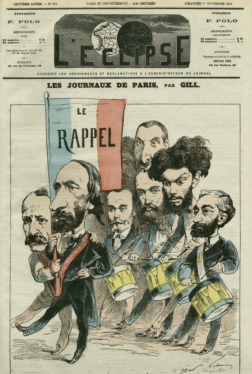 Cartoon the recall of the Republique by the Paris newspapers, with Paul ...