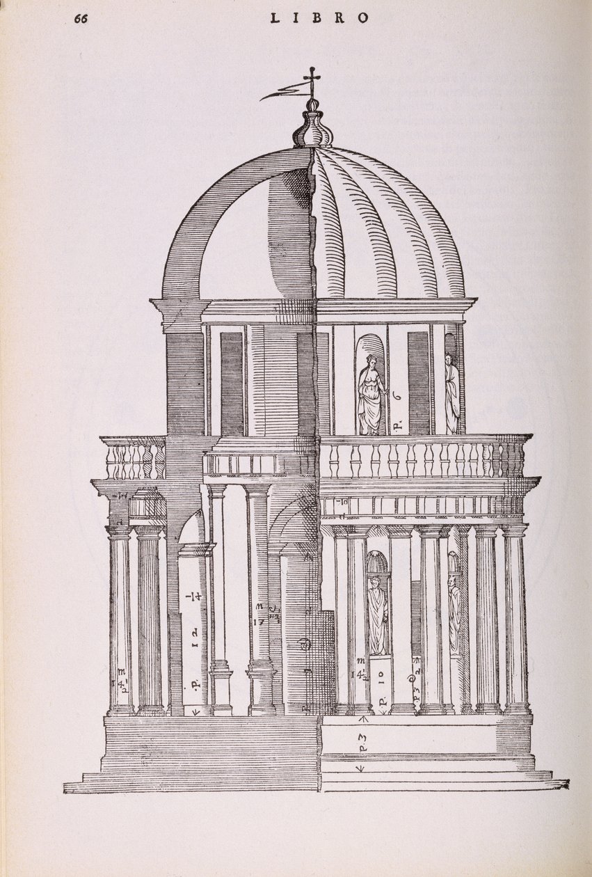 Elevation and Cross Section of the Temple of Jupiter Stator ...