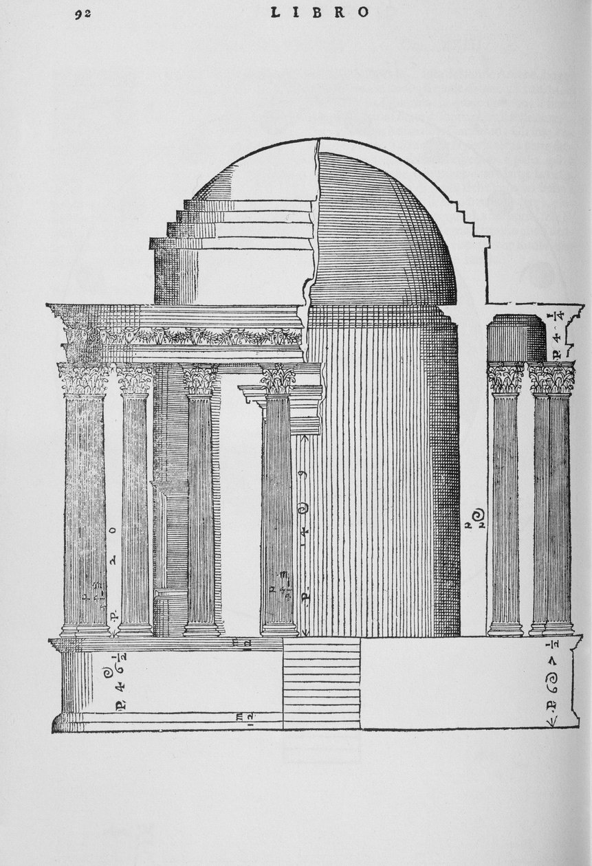Cross Section of the Temple of Vesta at Tivoli, illustration from a ...