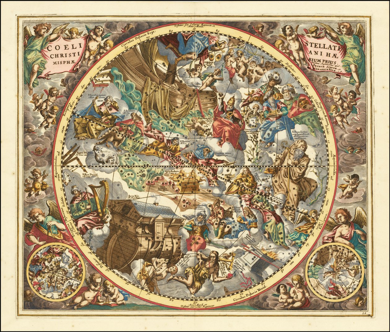 1660 celestial map of constellations according to Christian symbolism