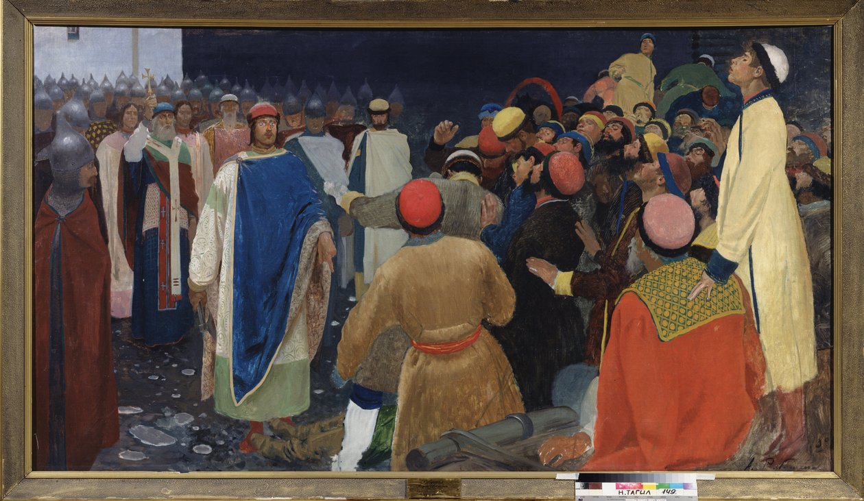 Prince Gleb Sviatoslavitch Killing a Volkhve at a Veche in Novgorod