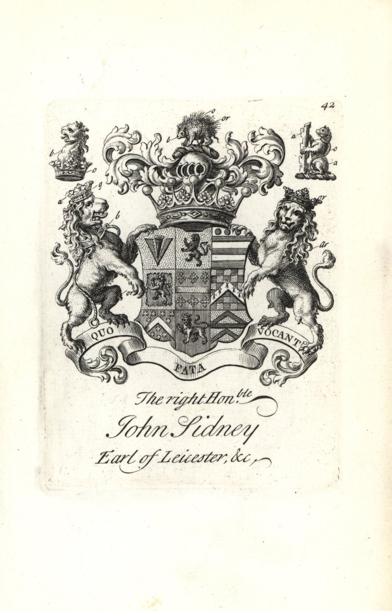 Coat of Arms and Crest of Jocelyn Sidney, 7th Earl of Leicester