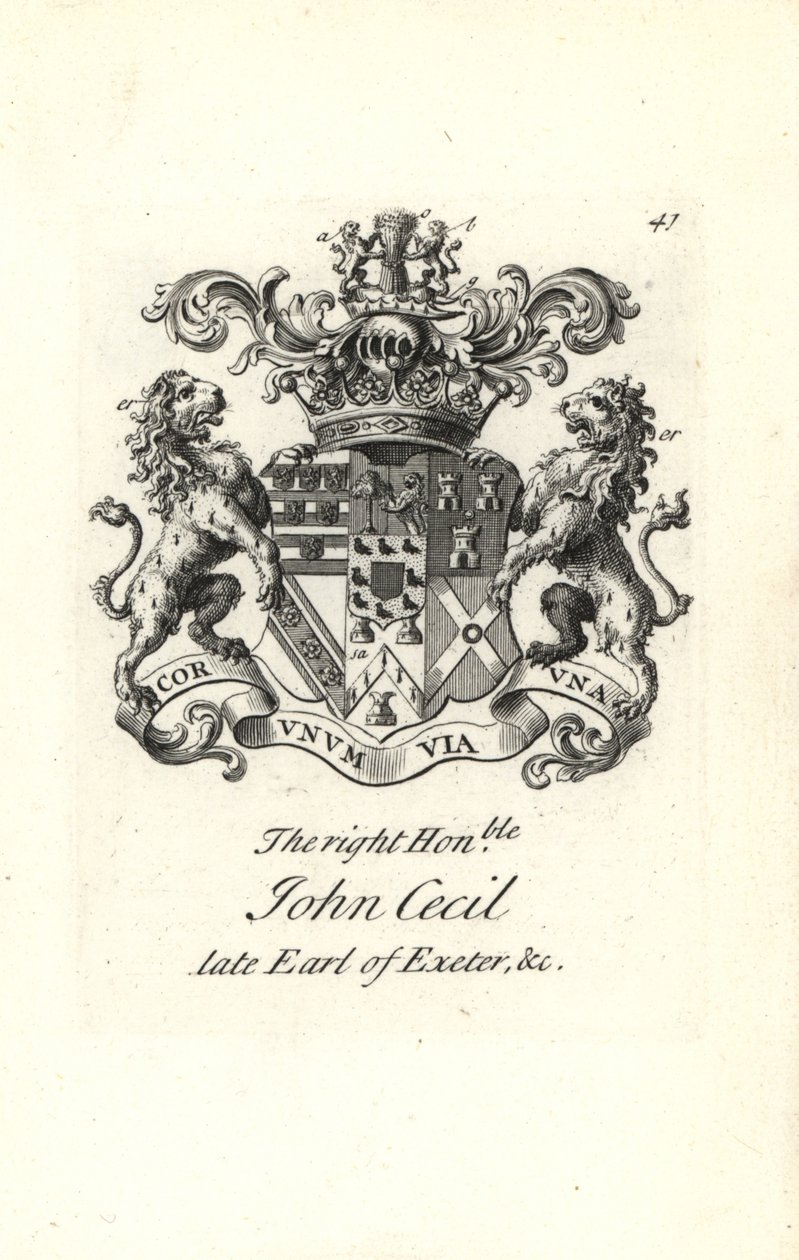 Coat of Arms and Crest of John Cecil, 6th Earl of Exeter