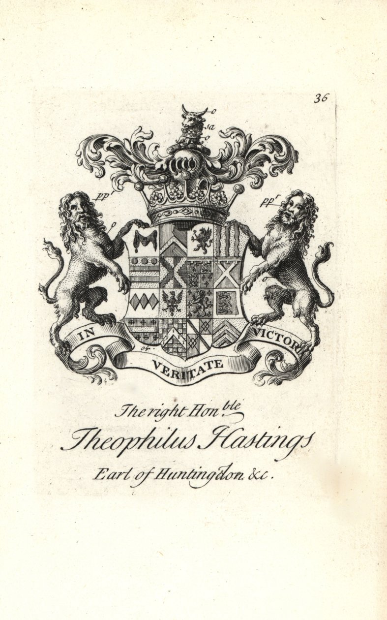 Coat of Arms and Crest of the Right Honorable Theophilus Hastings, 9th ...