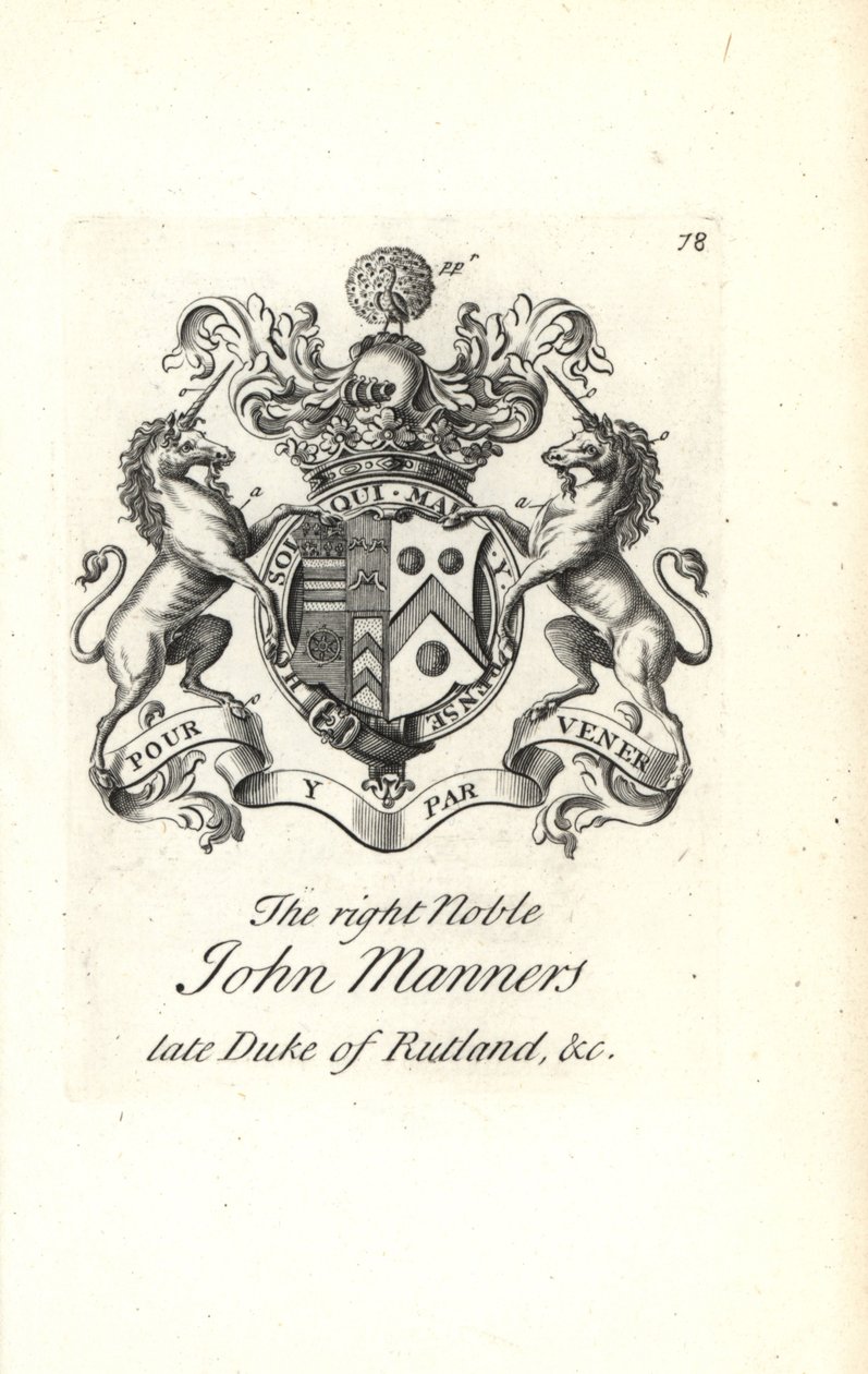 Coat of Arms and Crest of John Manners, 2nd Duke of Rutland