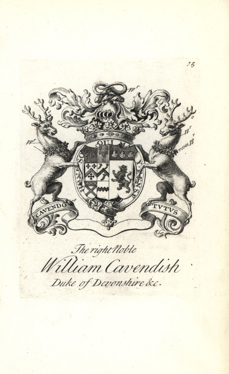 Coat of Arms and Crest of William Cavendish, 2nd Duke of Devonshire