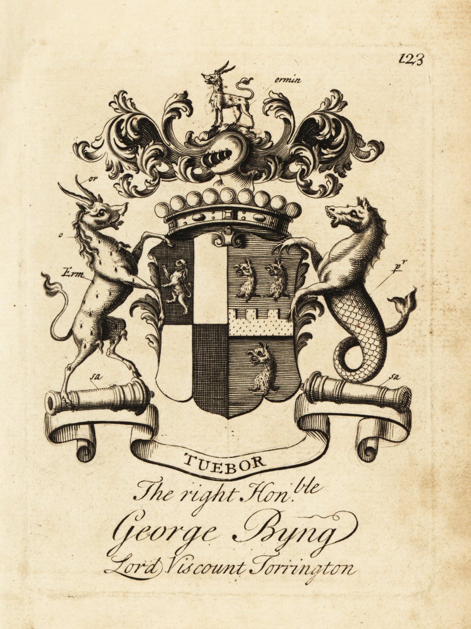 Coat of arms of the Right Honourable George Byng, Lord 1st Viscount ...