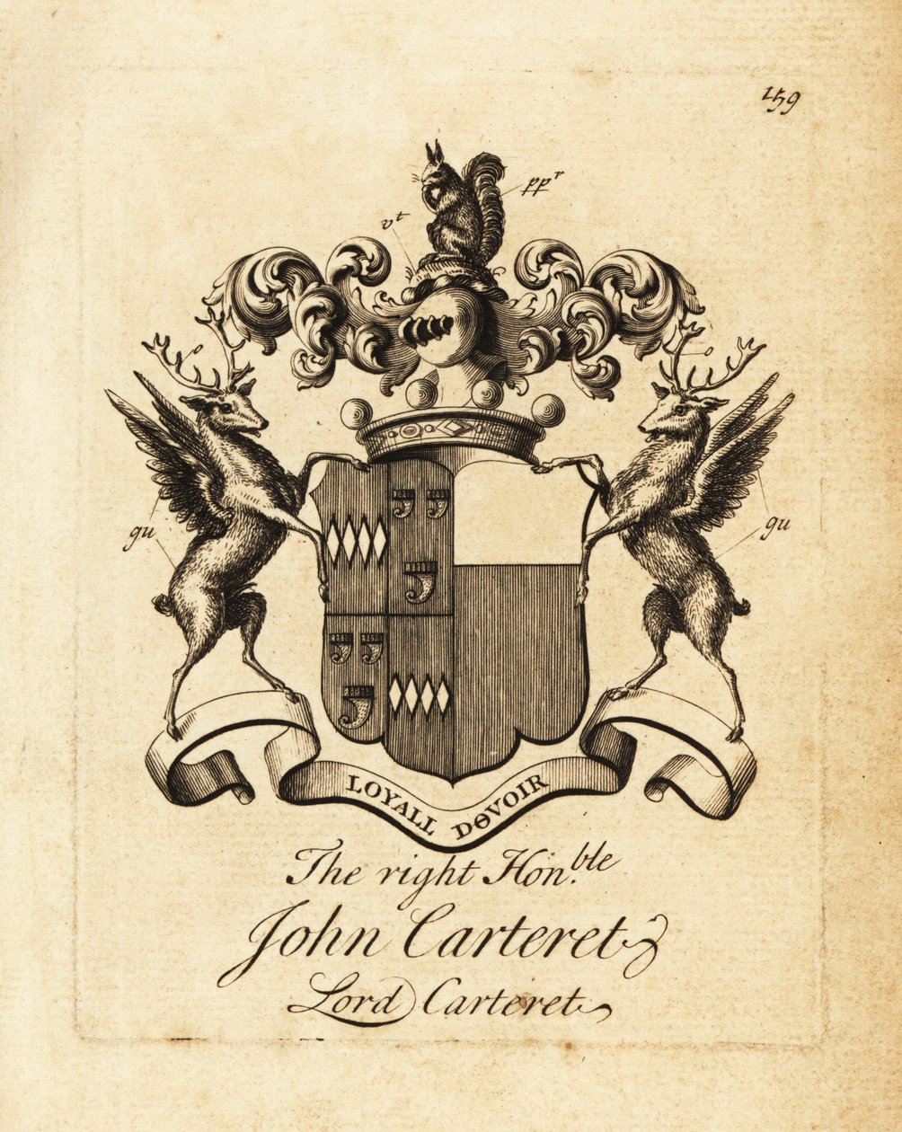 Coat of Arms of John Carteret, Lord Carteret, 2nd Earl Granville, 7th ...