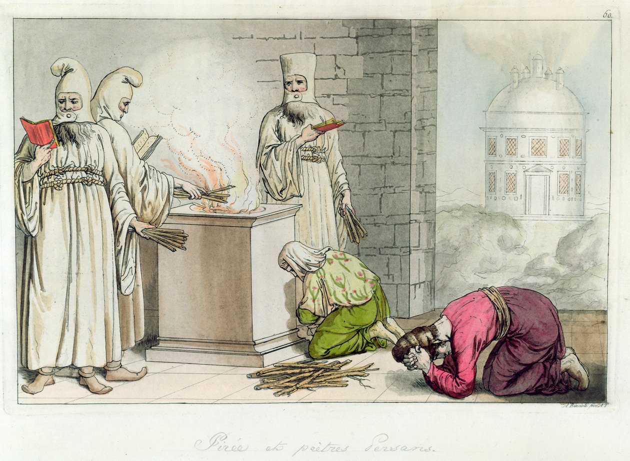 Pyre with Persian Priests, illustration from 'Il Costumo Antico e ...