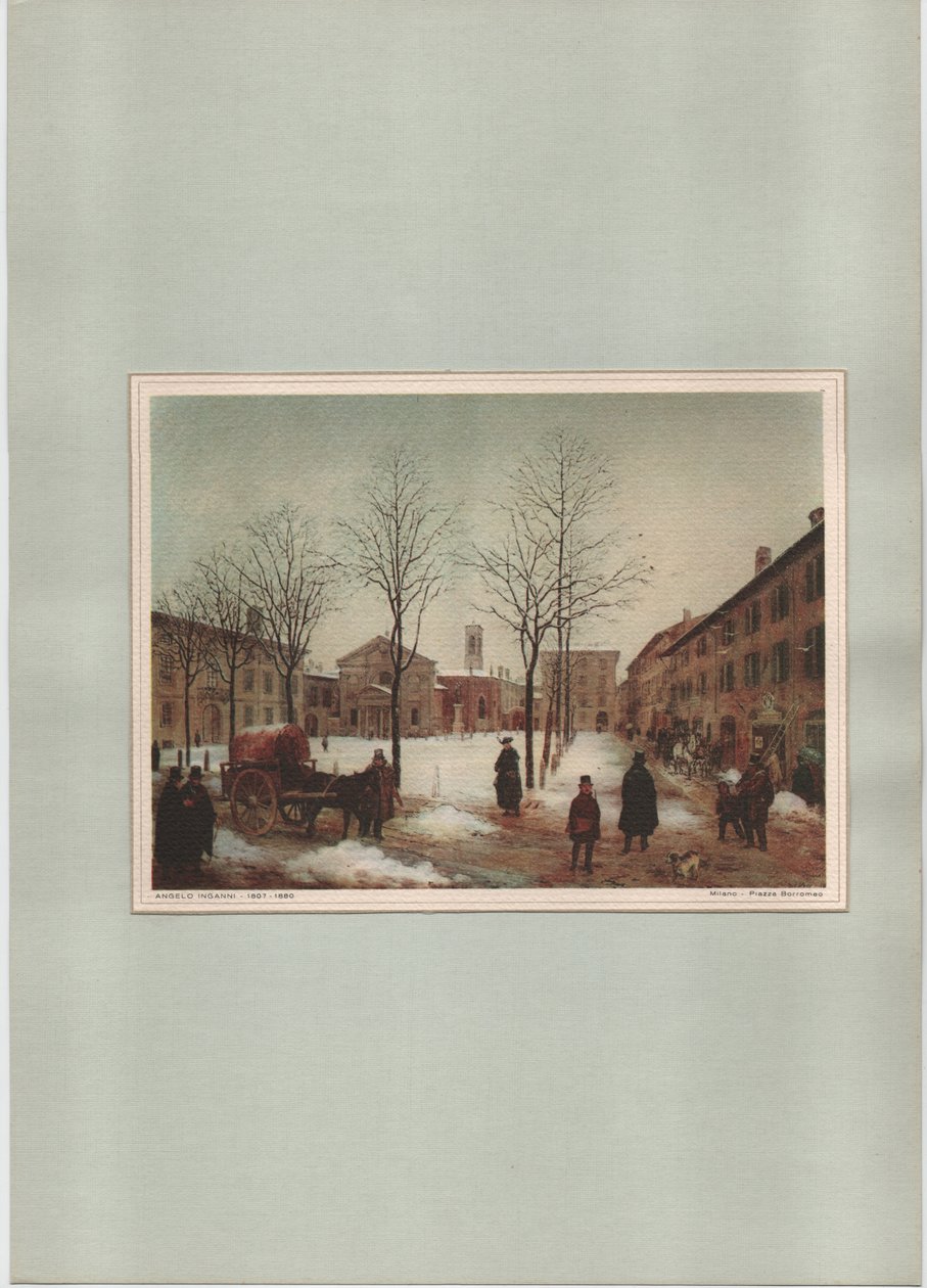 Milano - Piazza Borromeo by Angelo Inganni: Fine art print