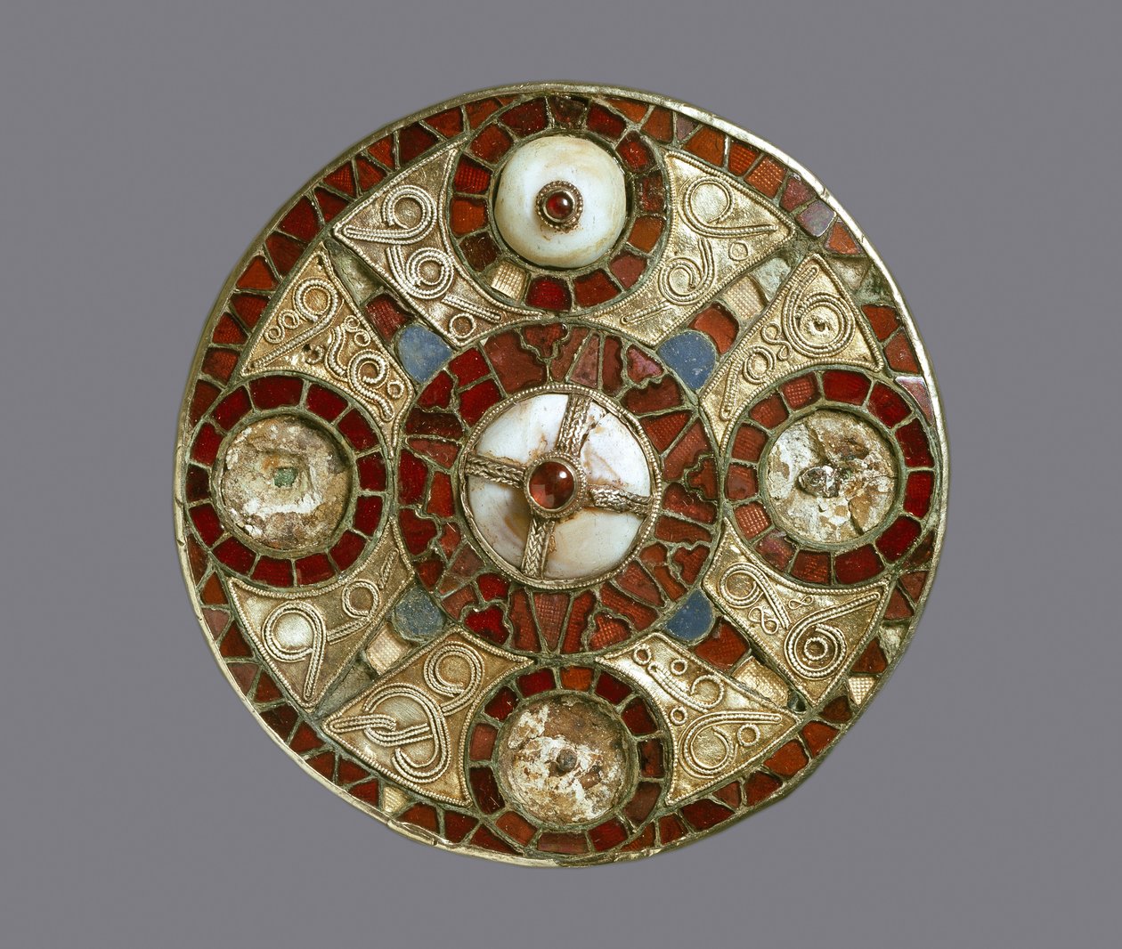 Jewelled Disc Brooch, from Grave 3 at Monkton, Kent, Anglo-Saxon