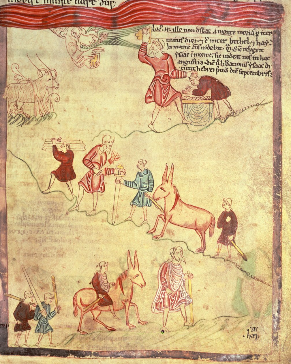 Abraham and the sacrifice of Isaac, from the Aelfric Pentateuch, from St. Augustine's, Canterbury