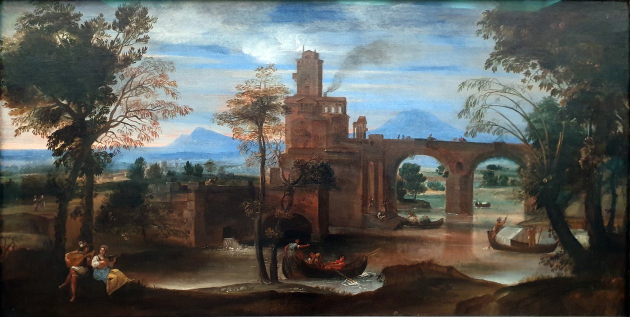 Roman River Landscape with Fort and Bridge