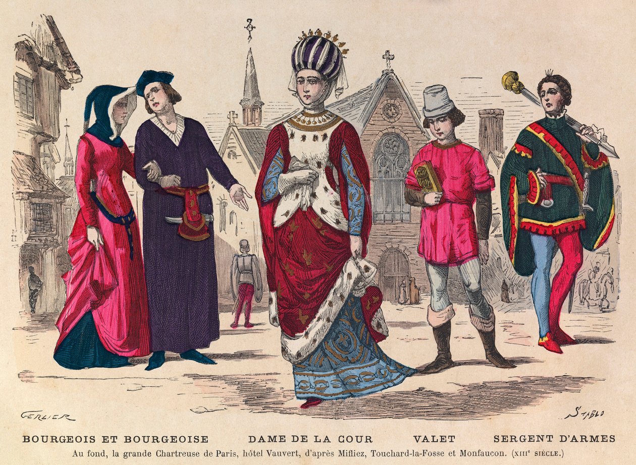 Court Costumes in France During the 13th Century - Private Collection