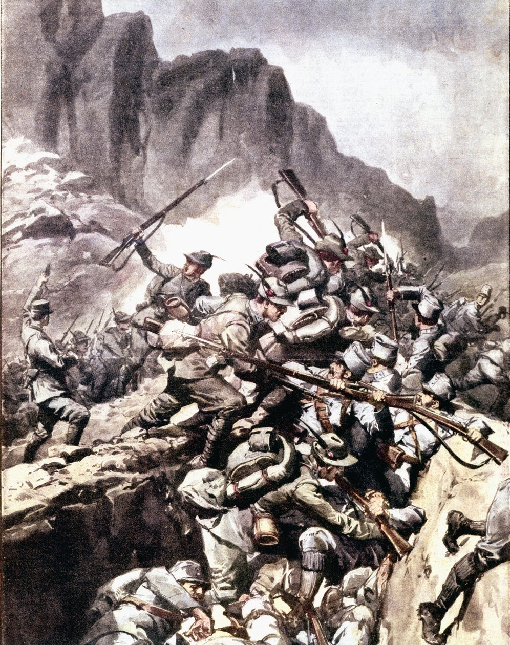 First World War: clashes between Italian alpine hunters and soldiers of ...