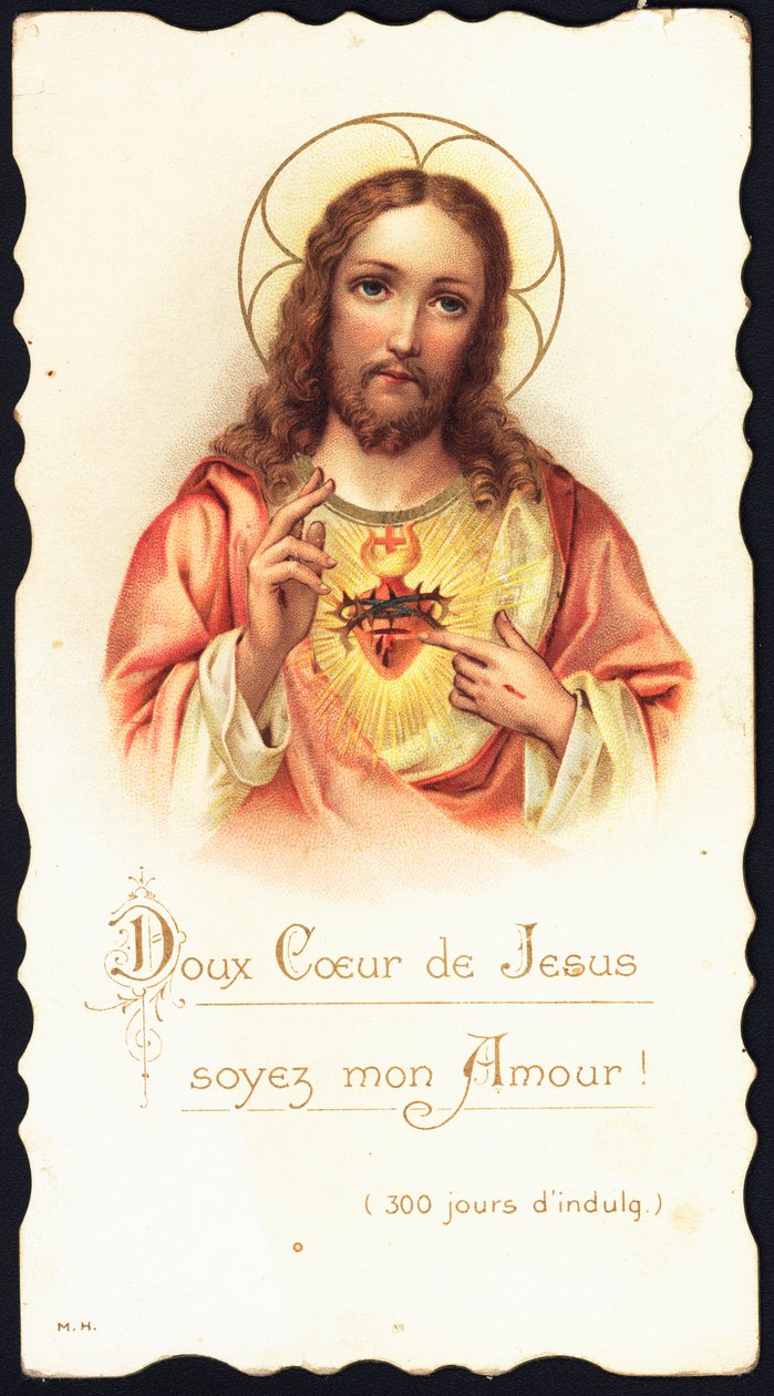 Pious image: Sweet heart of Jesus be my love. Chromolithography of the ...