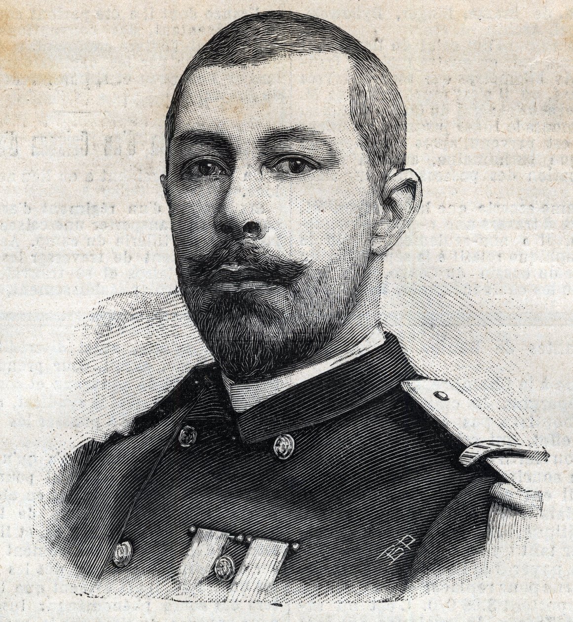 Portrait of Antoine Mizon, French explorer in Africa. Engraving in 'Le ...