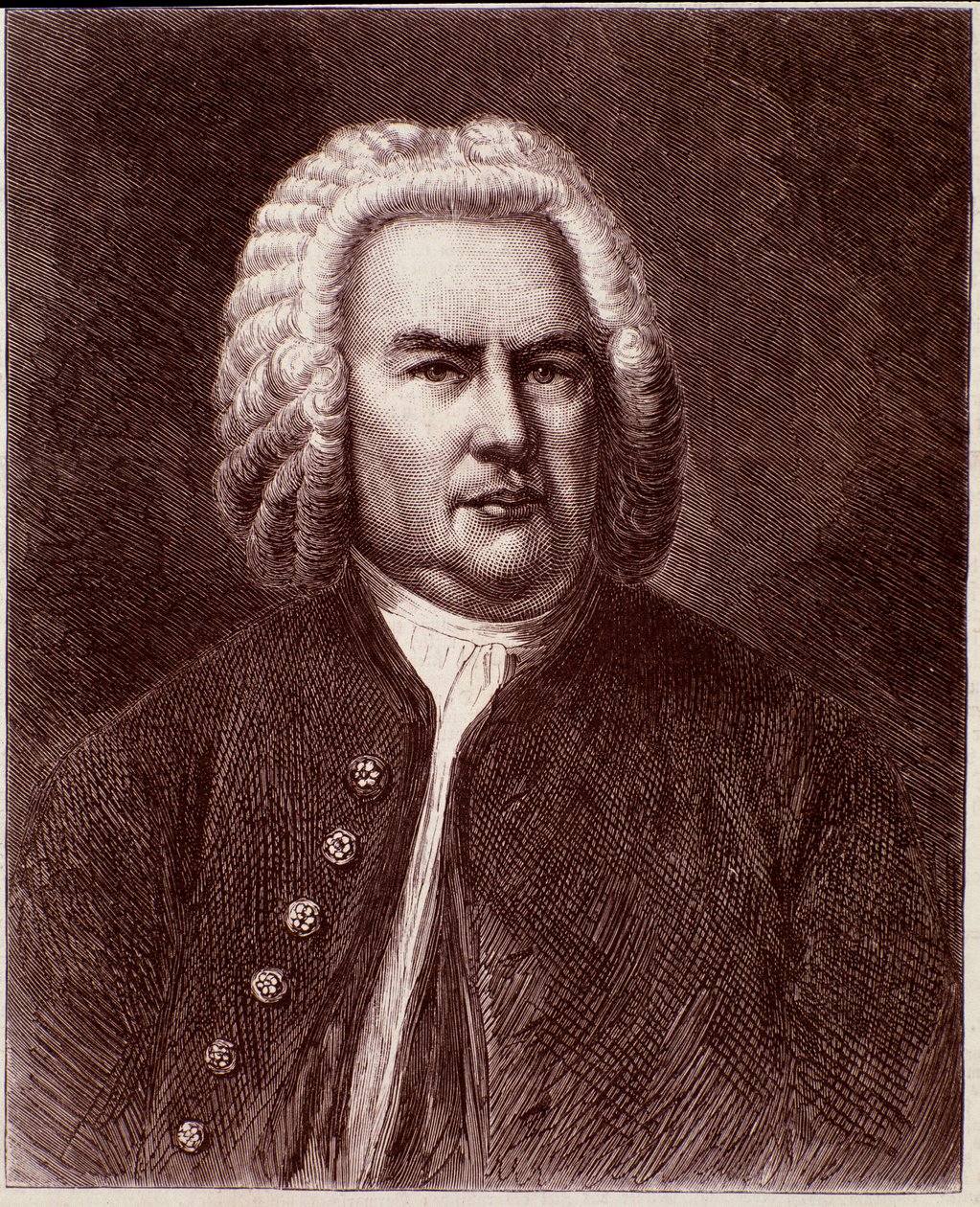 Portrait of German Composer Johann Sebastian Bach (Engraving)