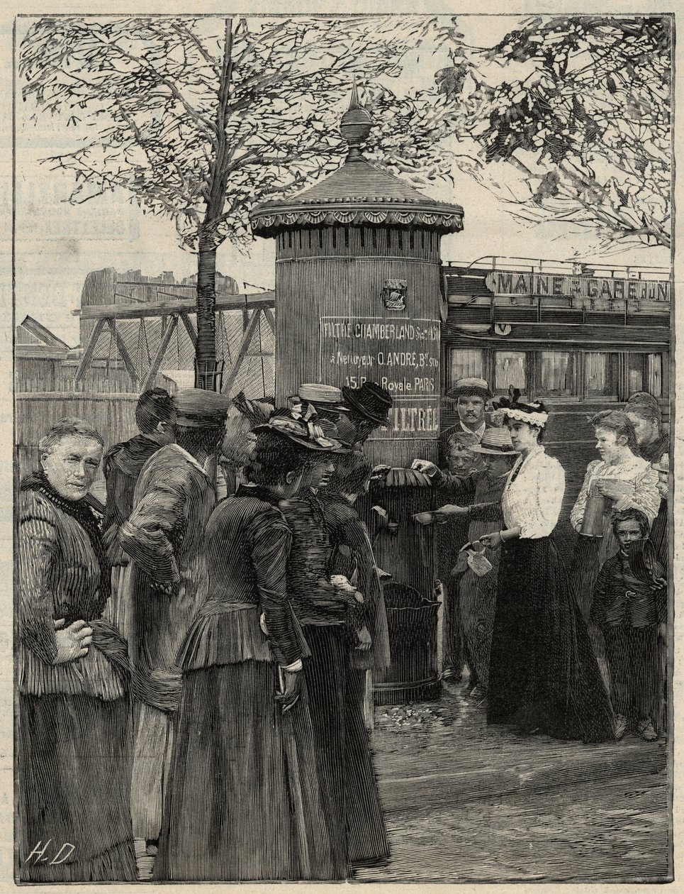 Public hygiene: inhabitants of Paris using one of the filtered water ...