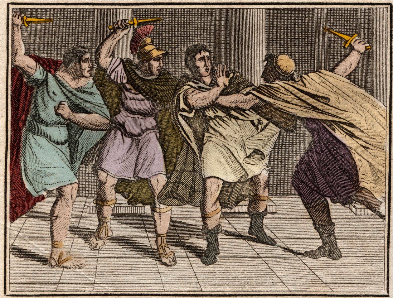 The assassination of Roman emperor Julius Caesar on the 15th March 44 ...