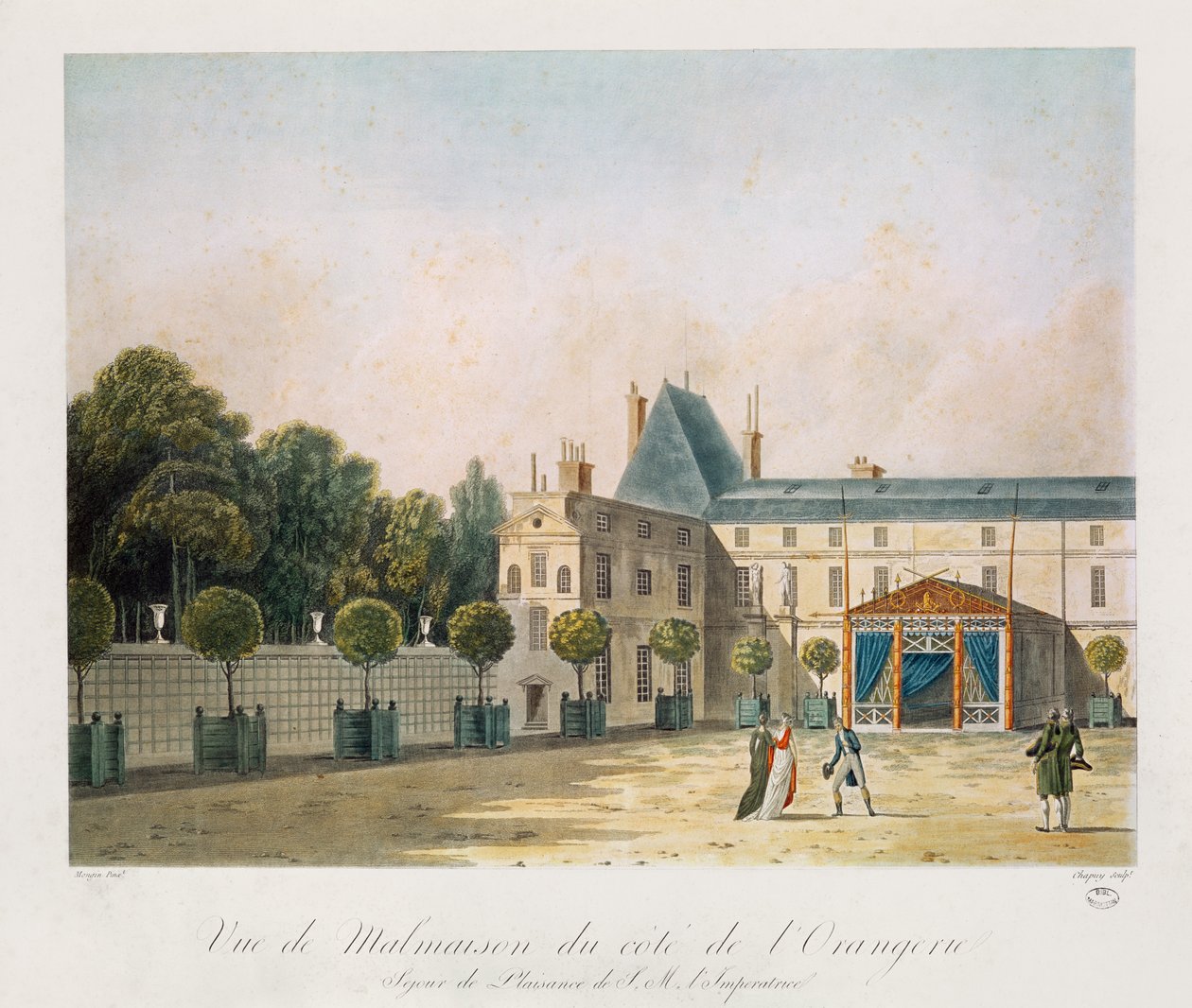 View of Malmaison from the Orangery, Engraved by Nicolas Chapuy