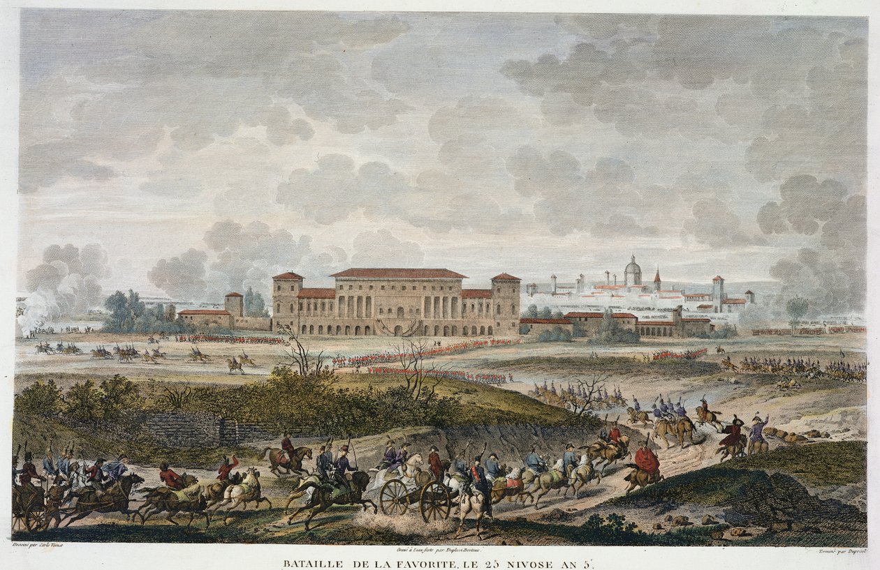 The Battle of La Favorite, 25 Nivose, Year 5 (January 1797) Engraved by ...